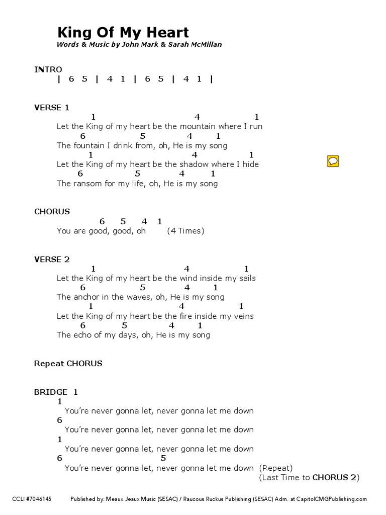 King of My Heart McMillan Numbers | PDF | Song Structure | Music Theory