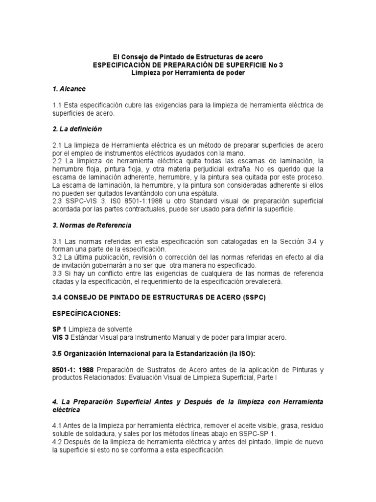 SSPC SP3 | PDF | Acero | Pinturas