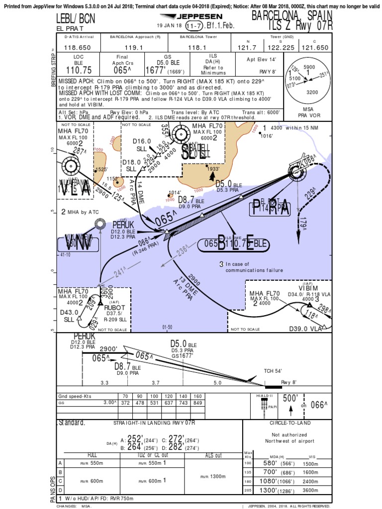 Barcelona Airport ILS Approach Charts | PDF