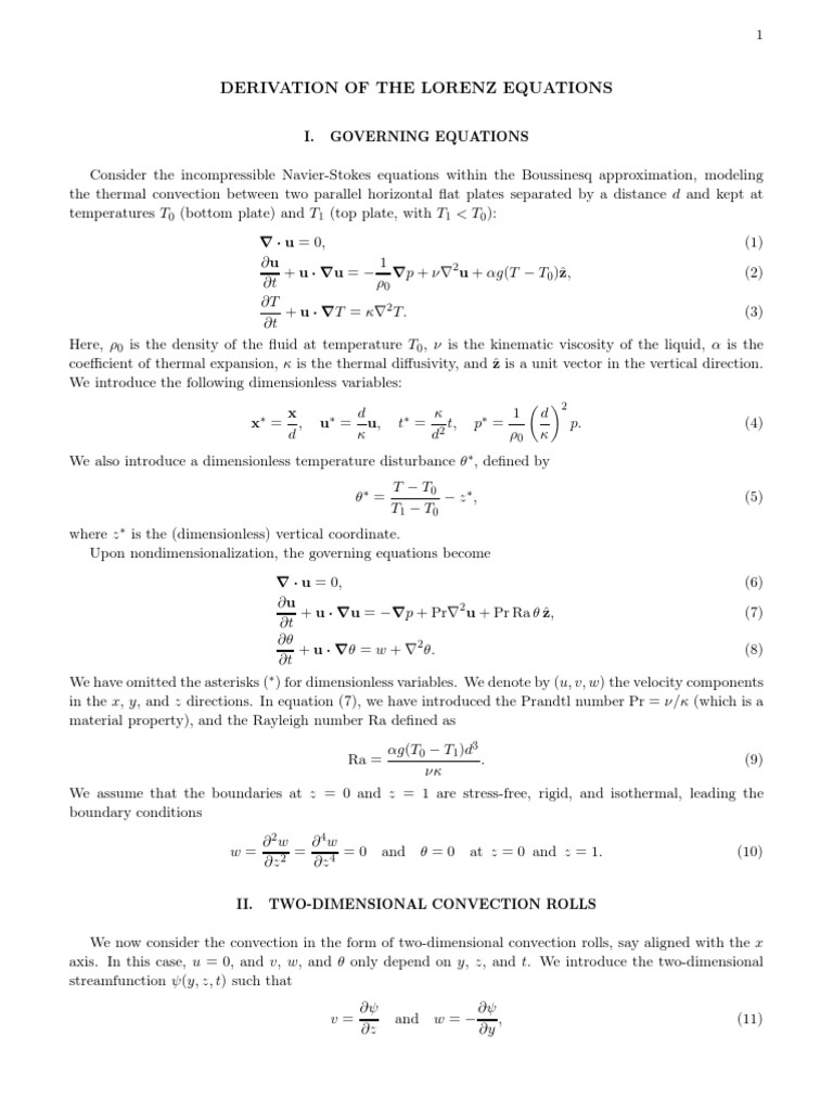 Derivation of The Lorenz Equations | PDF | Navier–Stokes Equations | Euclidean Vector