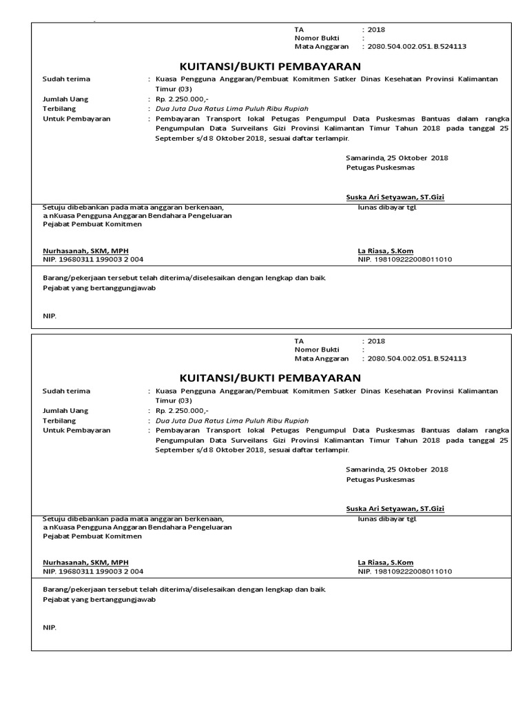 2 Kuitansi Transport Lokal | PDF