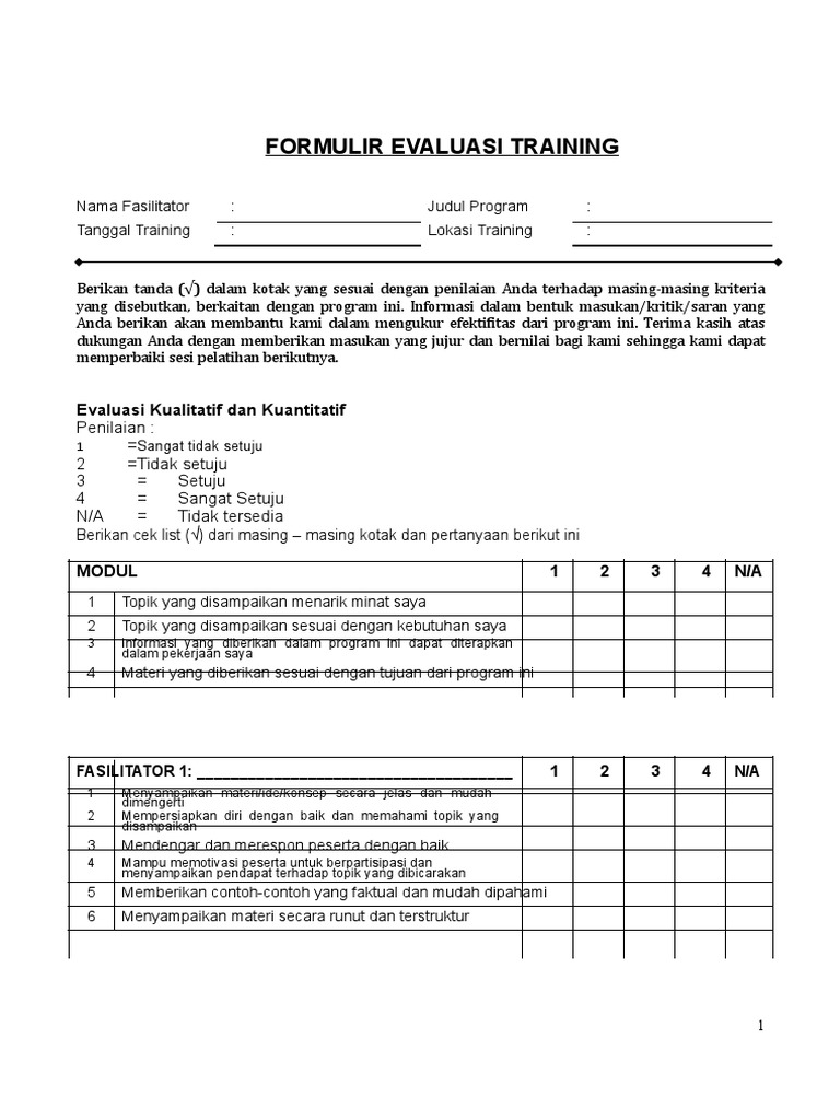 EVALUASI PELATIHAN | PDF