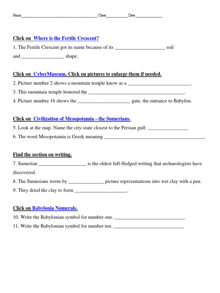 Mesopotamia Webquest | PDF | Babylon | Mesopotamia