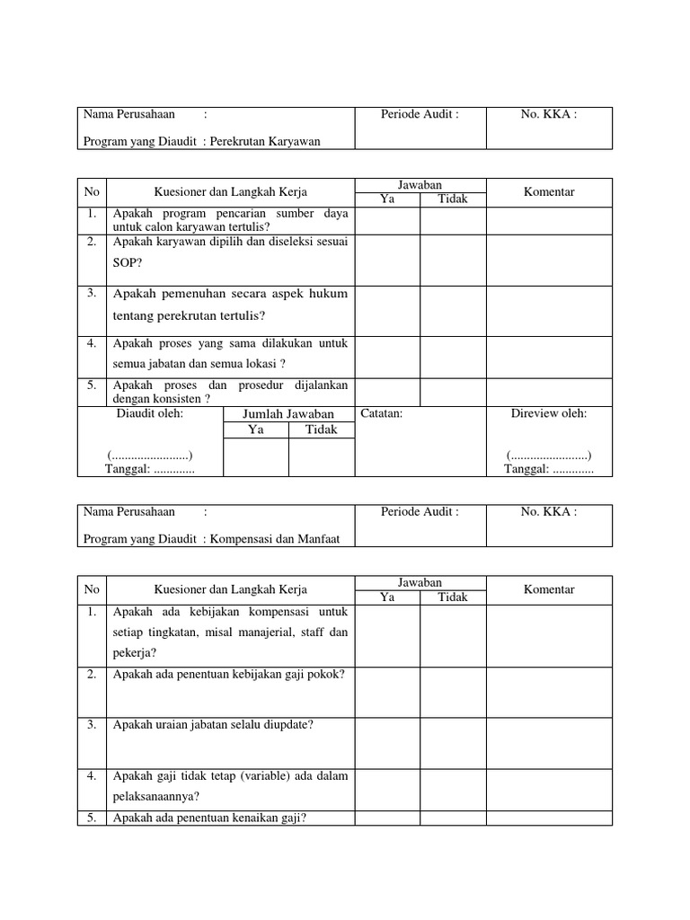 Form Audit SDM | PDF