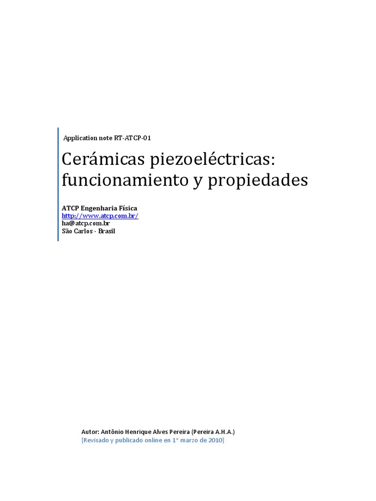 RT Atcp 01 Es PDF | PDF | Piezoelectricidad | Estructura cristalina
