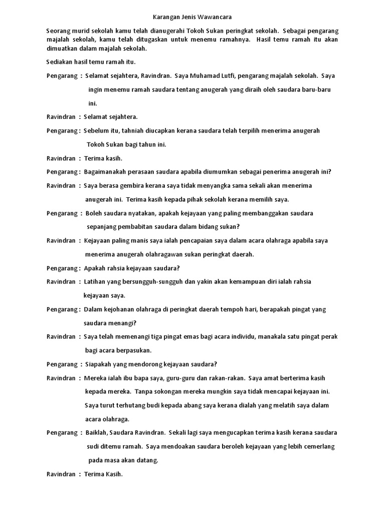 0A1 Karangan Jenis Wawancara | PDF