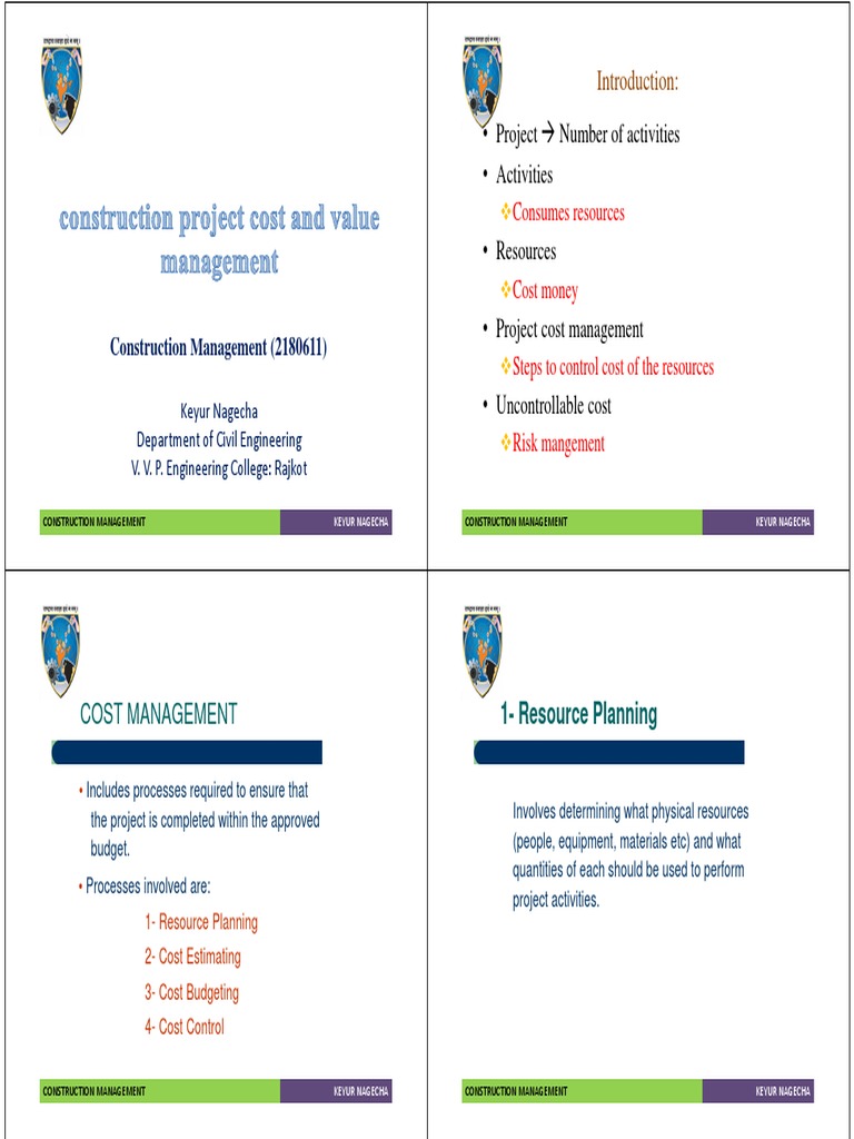 Construction Project Cost and Value Management | PDF | Construction ...