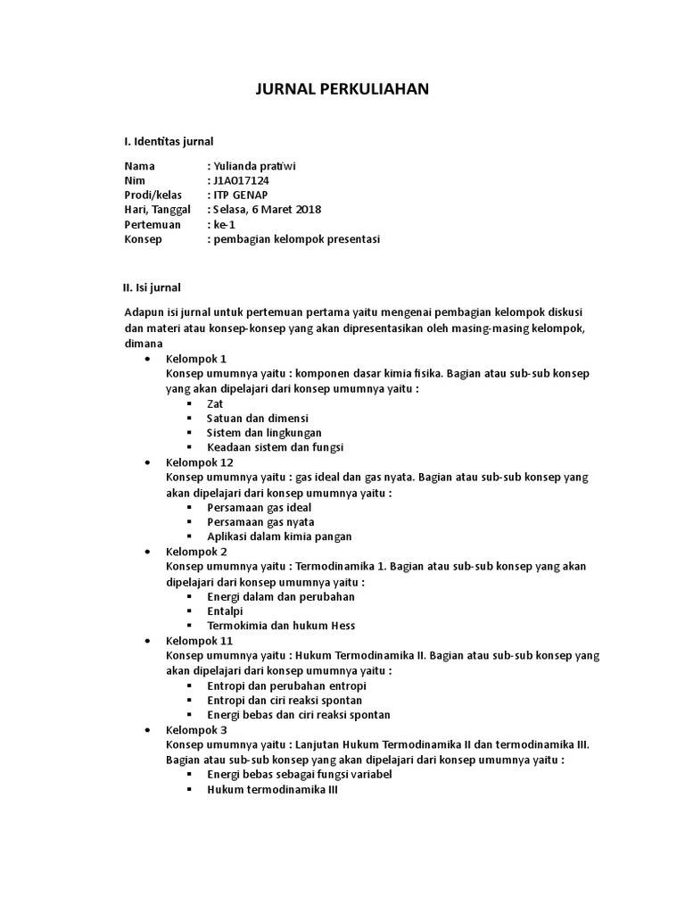 Jurnal Perkuliahan | PDF