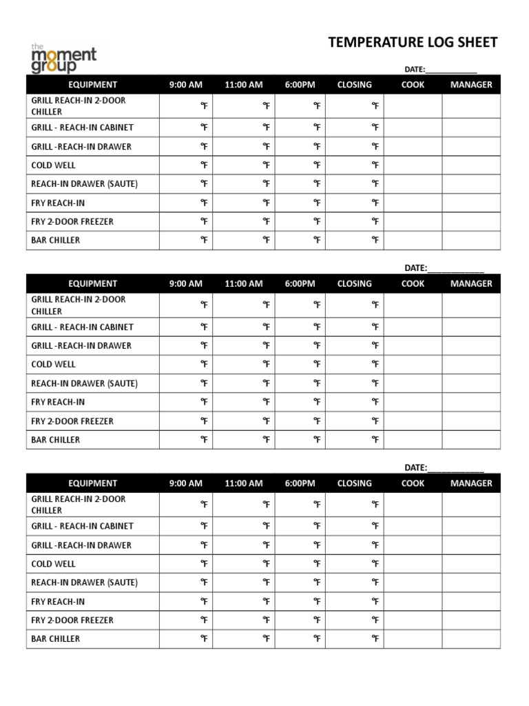 Temperature Log Sheet | PDF