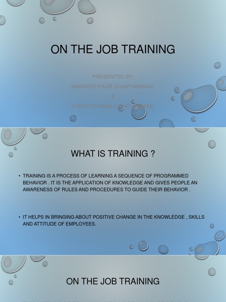 On The Job Training | PDF | Mentorship | Apprenticeship