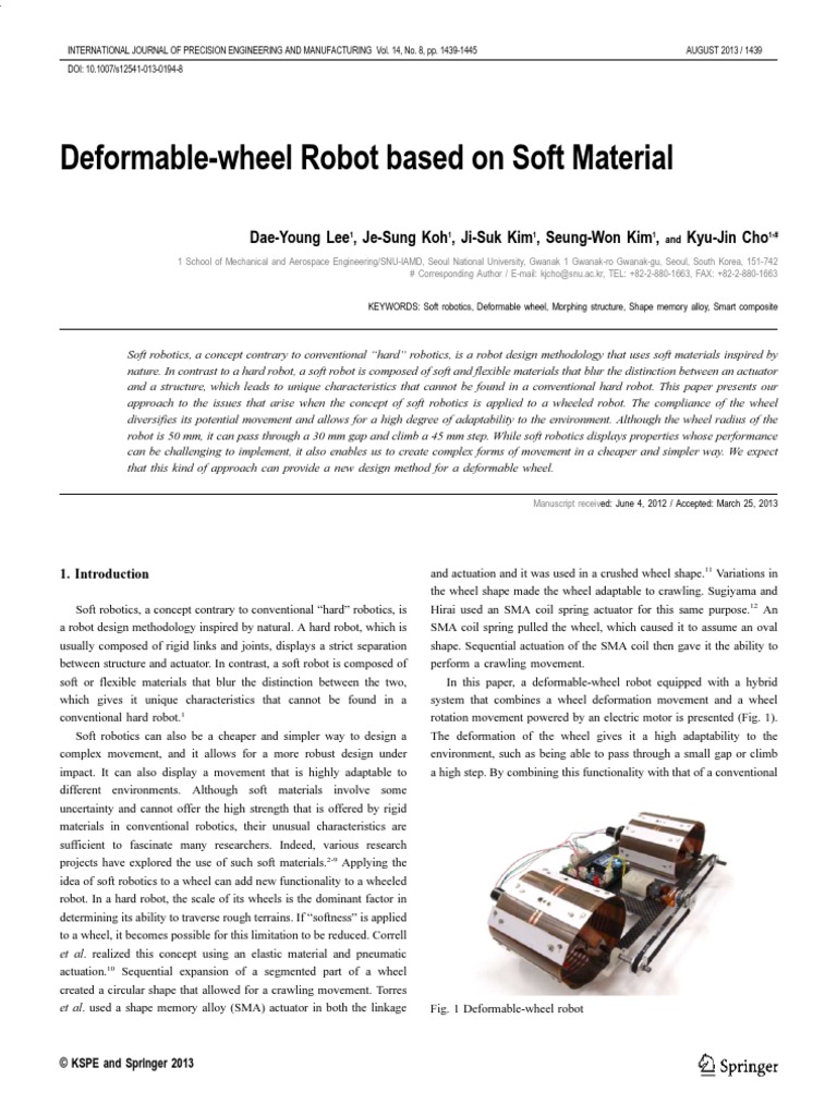 Deformable-Wheel Robot Based On Soft Material | PDF | Actuator | Shape Memory Alloy