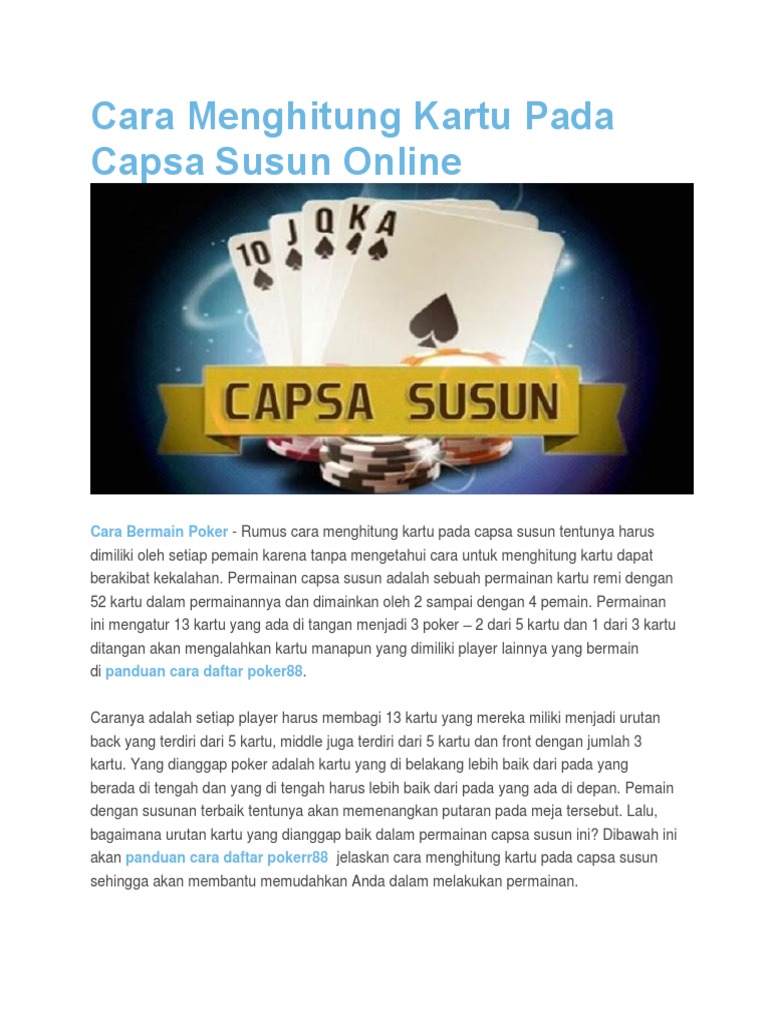 Cara Menghitung Kartu Pada Capsa Susun Online | PDF