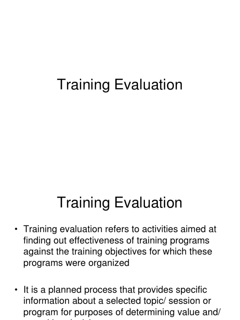 Training Evaluation | PDF | Goal | Evaluation
