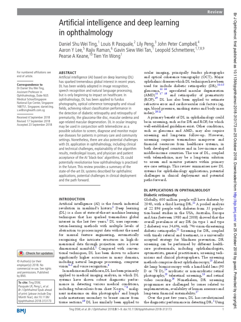 Artificial Intelligence and Deep Learning in Ophthalmology | PDF ...