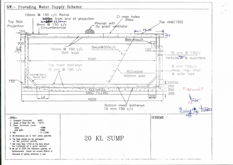 20KL Sump | PDF | Architectural Elements | Building Technology
