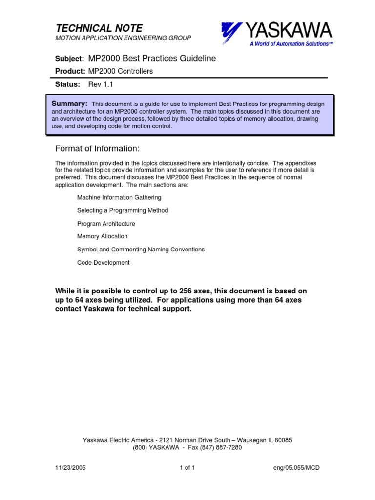 Technical Note: MP2000 Best Practices Guideline | PDF | Machines | Computer Programming