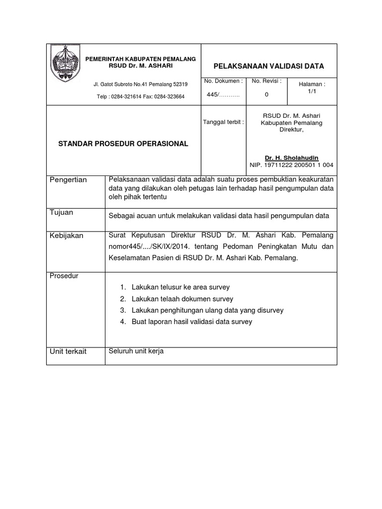 Sop Validasi Data | PDF