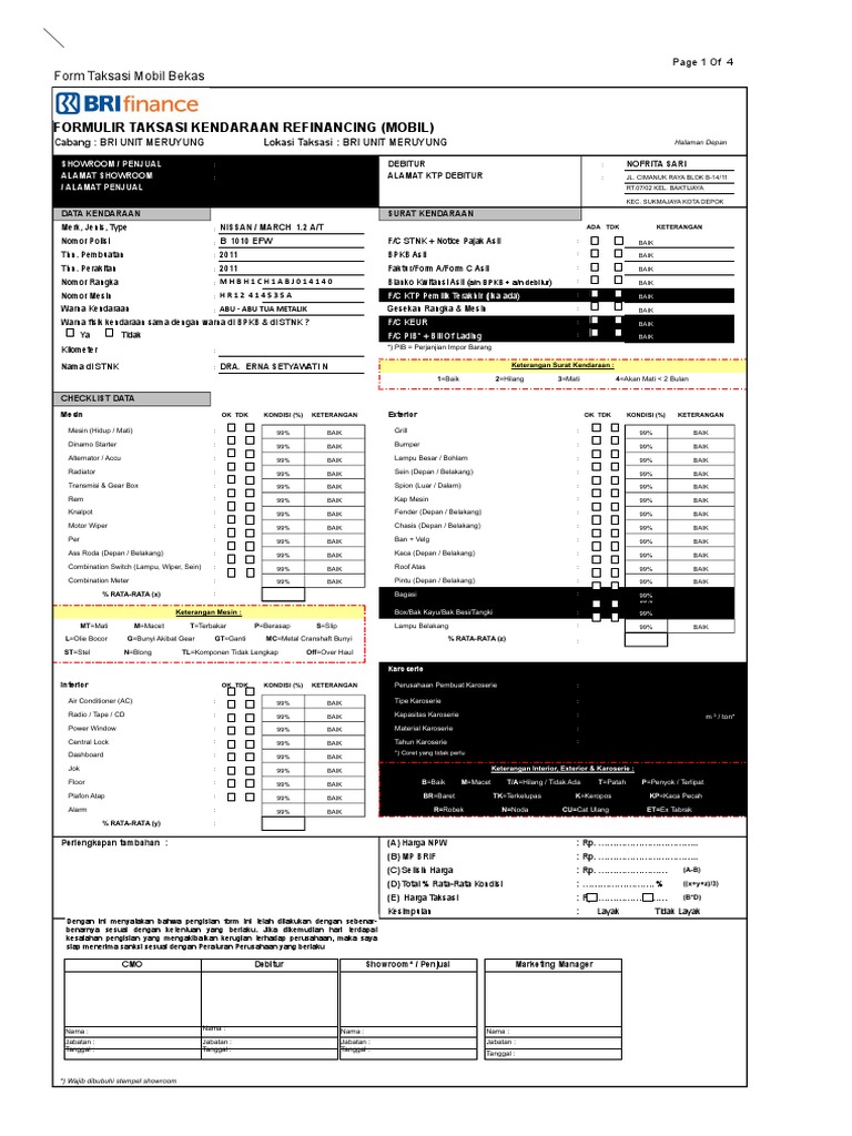 Form Taksasi BRIF | PDF