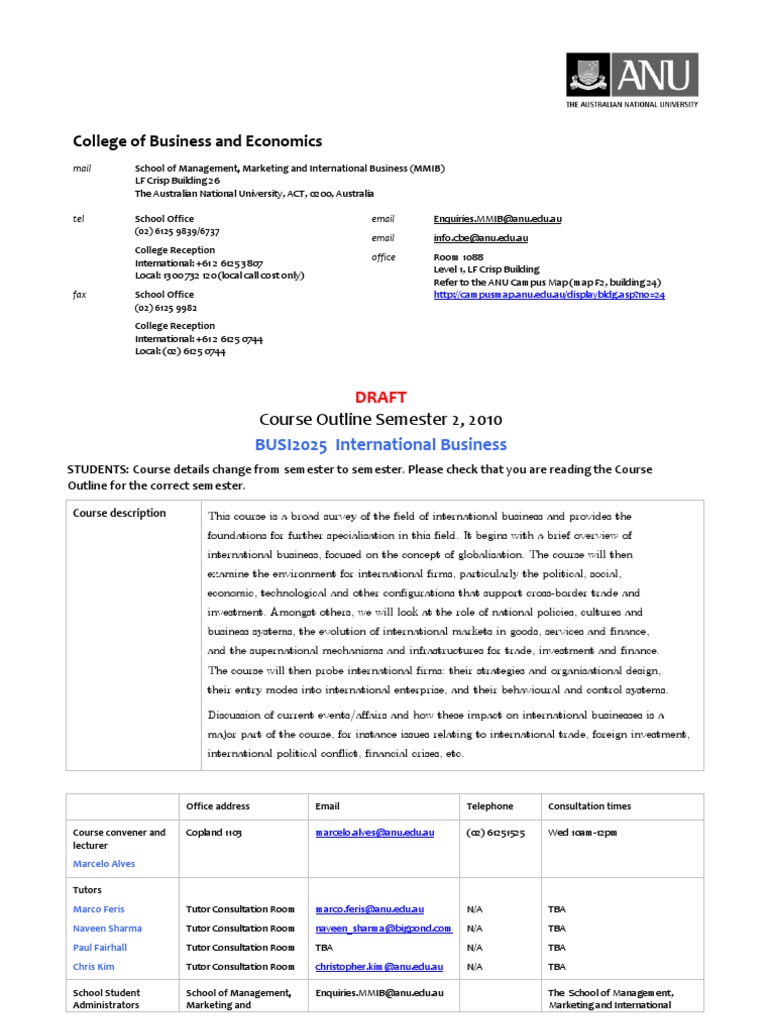 International Business Course Outline | PDF | International Business ...