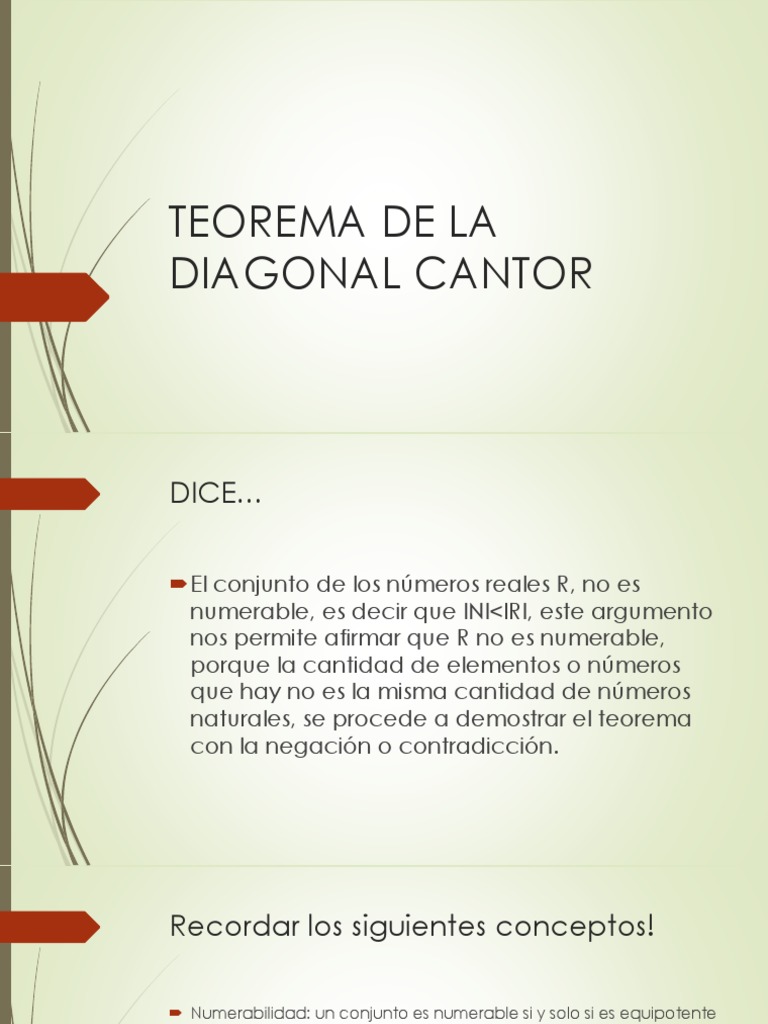 Teorema de La Diagonal Cantor | PDF | infinito | Números