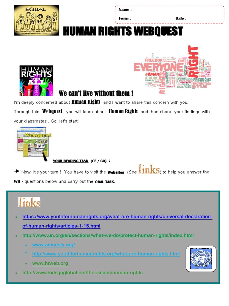 Webquest Human Rights2018 | PDF