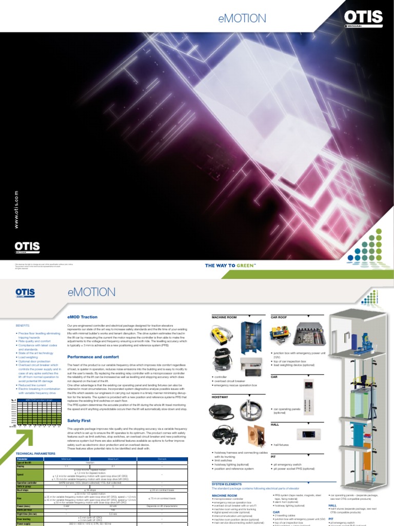Otis E Motion | PDF | Elevator | Electric Power