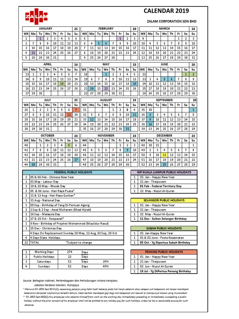 Calendar 2019 Revised | PDF