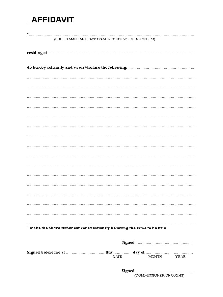 Affidavit: (Full Names and National Registration Numbers) | PDF ...