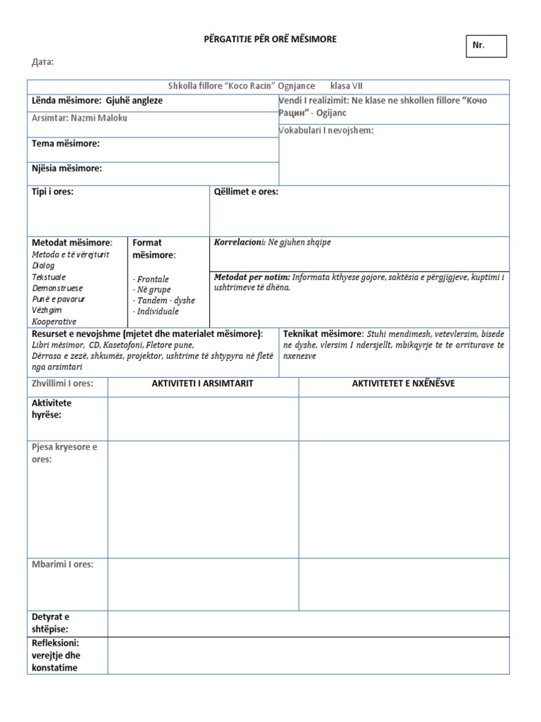 Pergatitje Ditore e Zbrazt | PDF