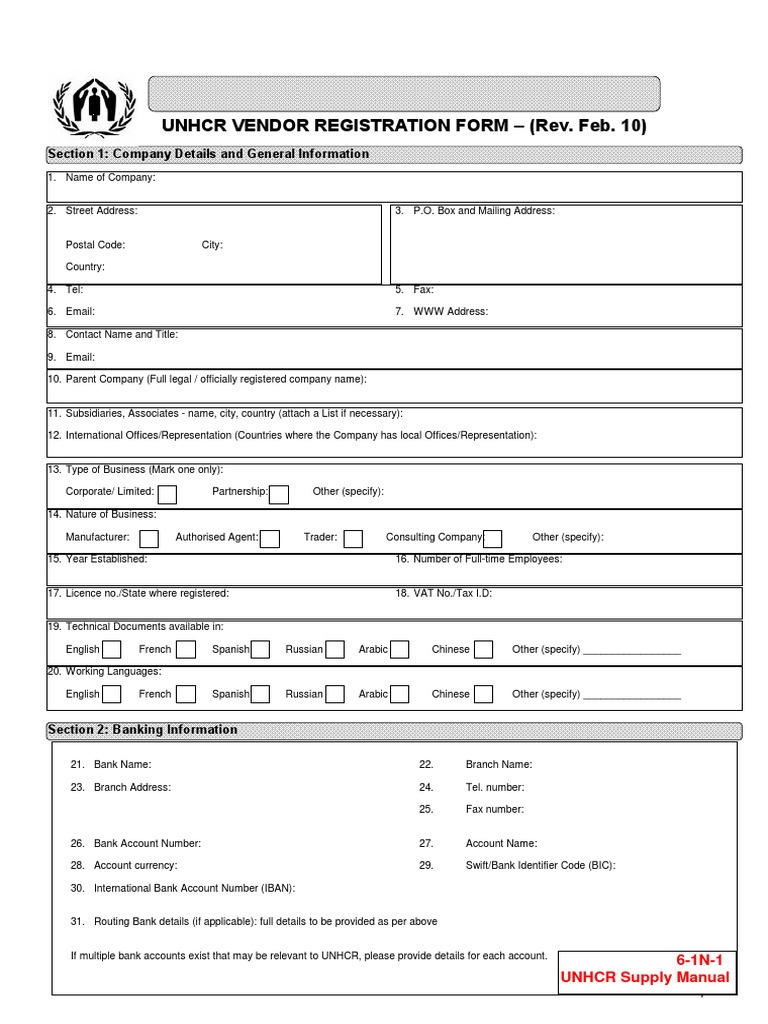Annex C Vendor Registration Form | PDF | Economies | Business