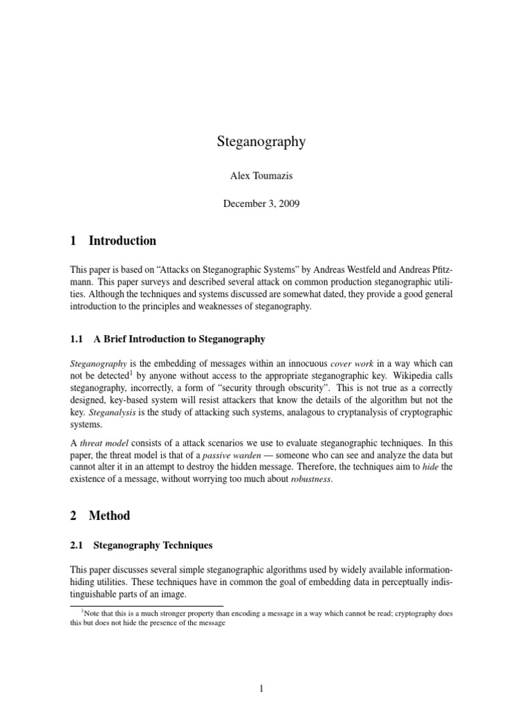 Steganography Paper | PDF | Areas Of Computer Science | Telecommunications Engineering