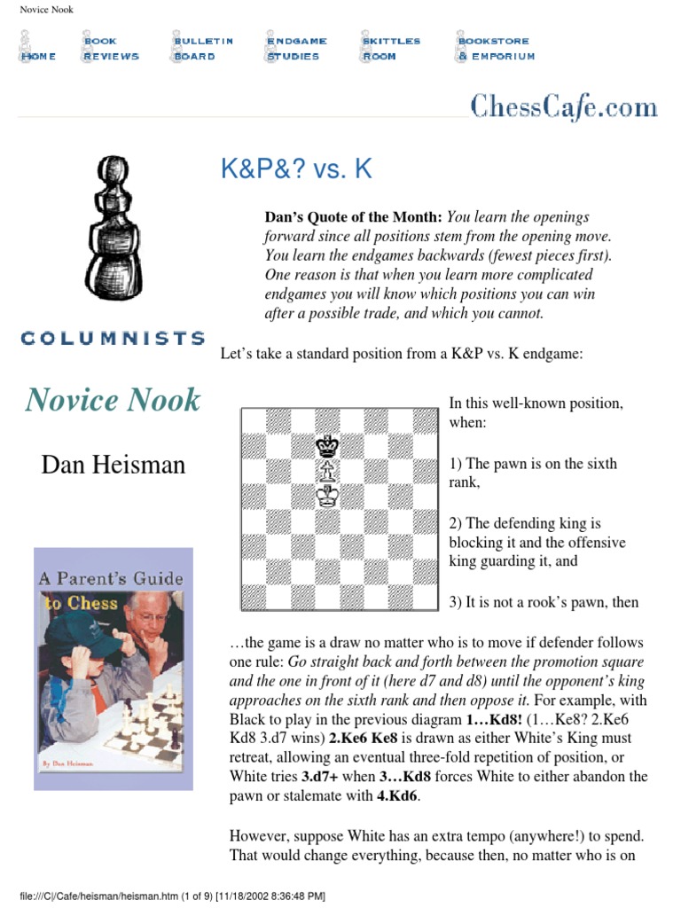 Novice Nook: K&P&? vs. K | PDF | Abstract Strategy Games | Chess
