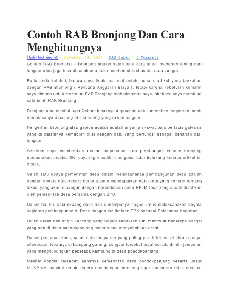 Analisis Perhitungan Bronjong | PDF | Sains & Matematika