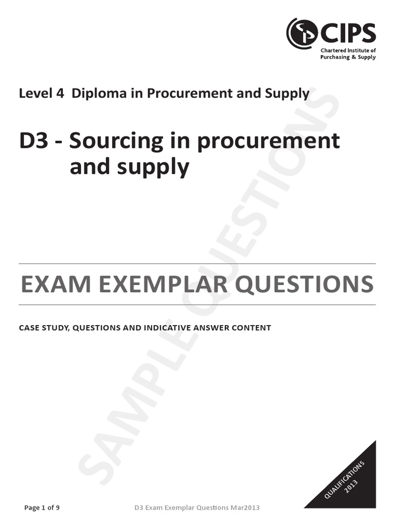 D3 Sourcing Case Study Questions and Answers | PDF | Supply Chain ...