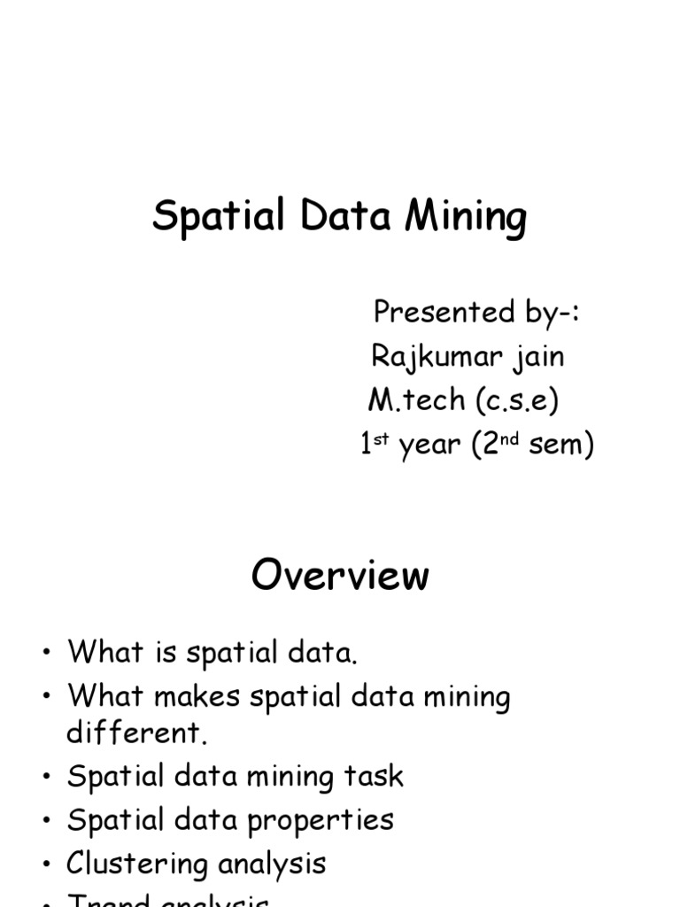 Overview of Spatial Data Mining Techniques | PDF | Spatial Analysis ...