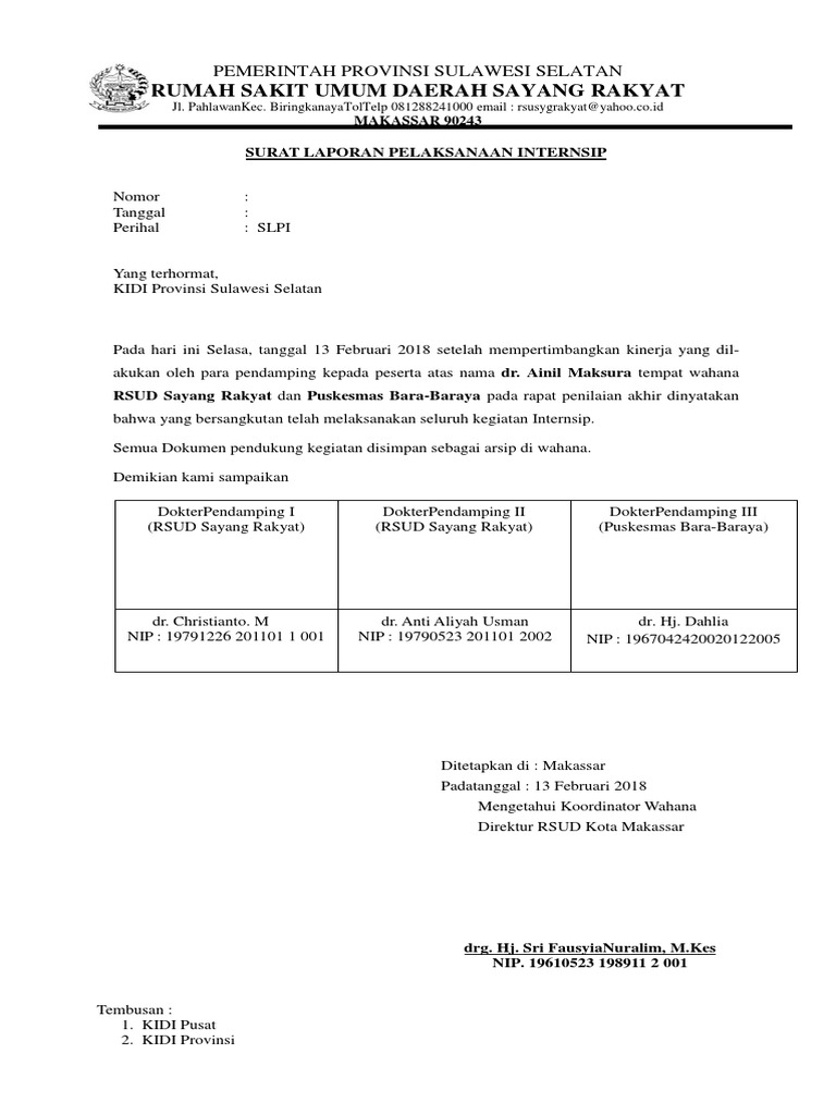 Surat Keterangan Selesai Internship SLPI | PDF
