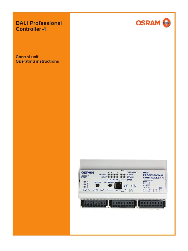 DALI Professional Controller-4: Control Unit Operating Instructions ...