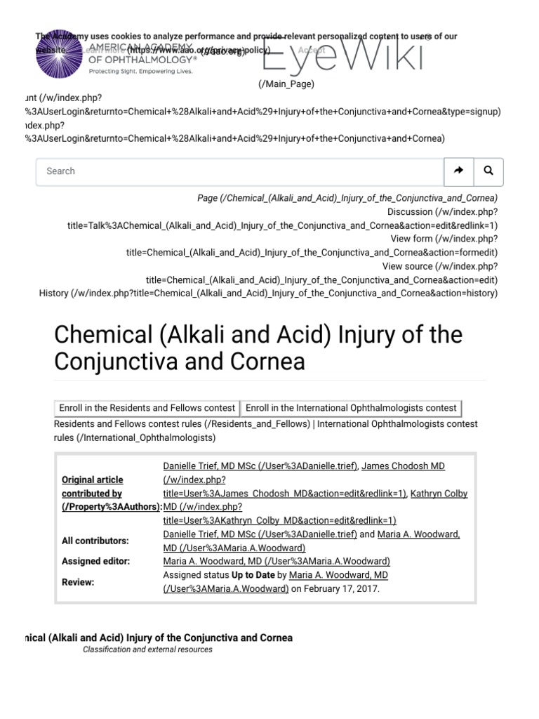 Chemical (Alkali and Acid) Injury of The Conjunctiva and Cornea ...