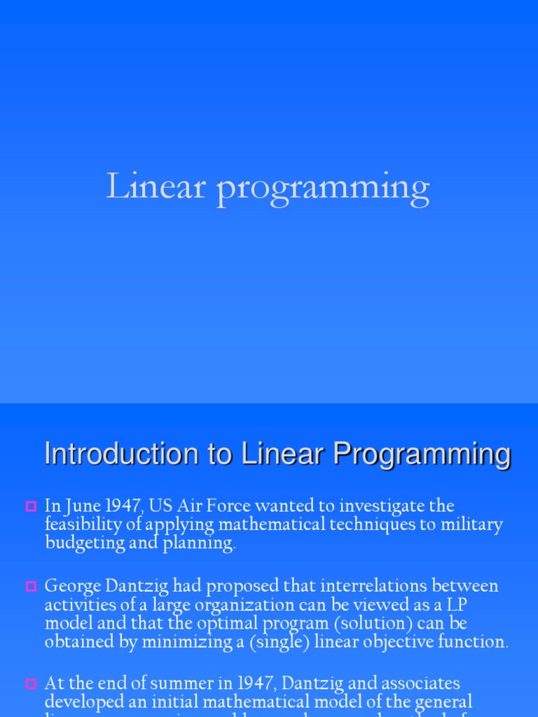 Linear Programming | PDF | Linear Programming | Mathematical Optimization