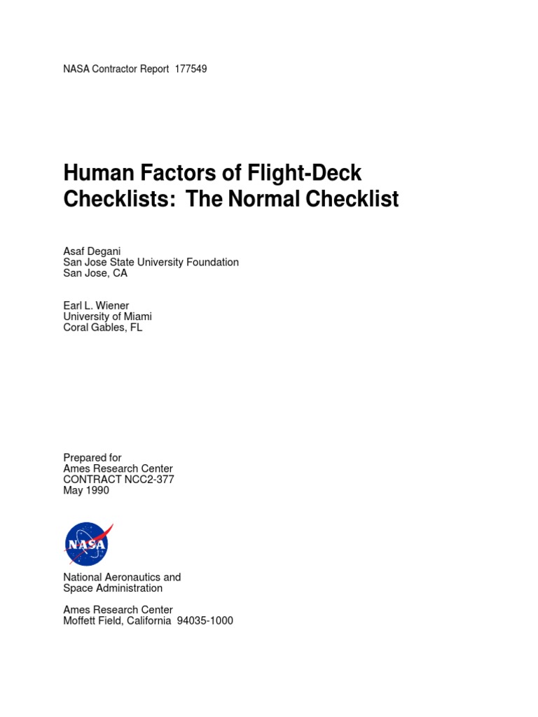 Human Factors of Flight-Deck Checklists | PDF | National Transportation ...