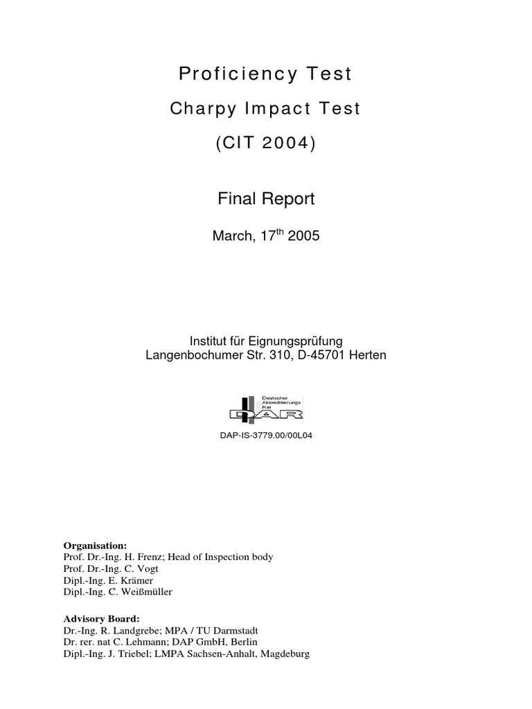 Charpy Impact Test Report 2004 | PDF | Evaluation | Teaching Mathematics