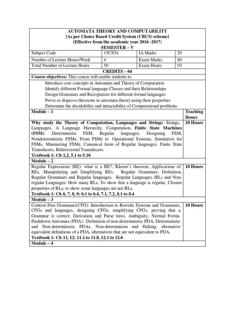 15cs54 Pdf Theory Of Computation Syntax Logic