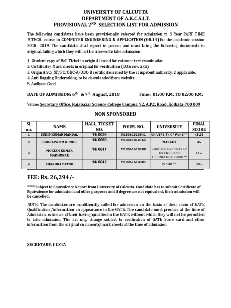 2nd Selection List For Cea - PT | PDF | University And College Admission | Educational Stages