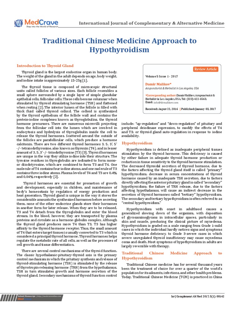 Traditional Chinese Medicine Approach To Hypothyroidism: International ...