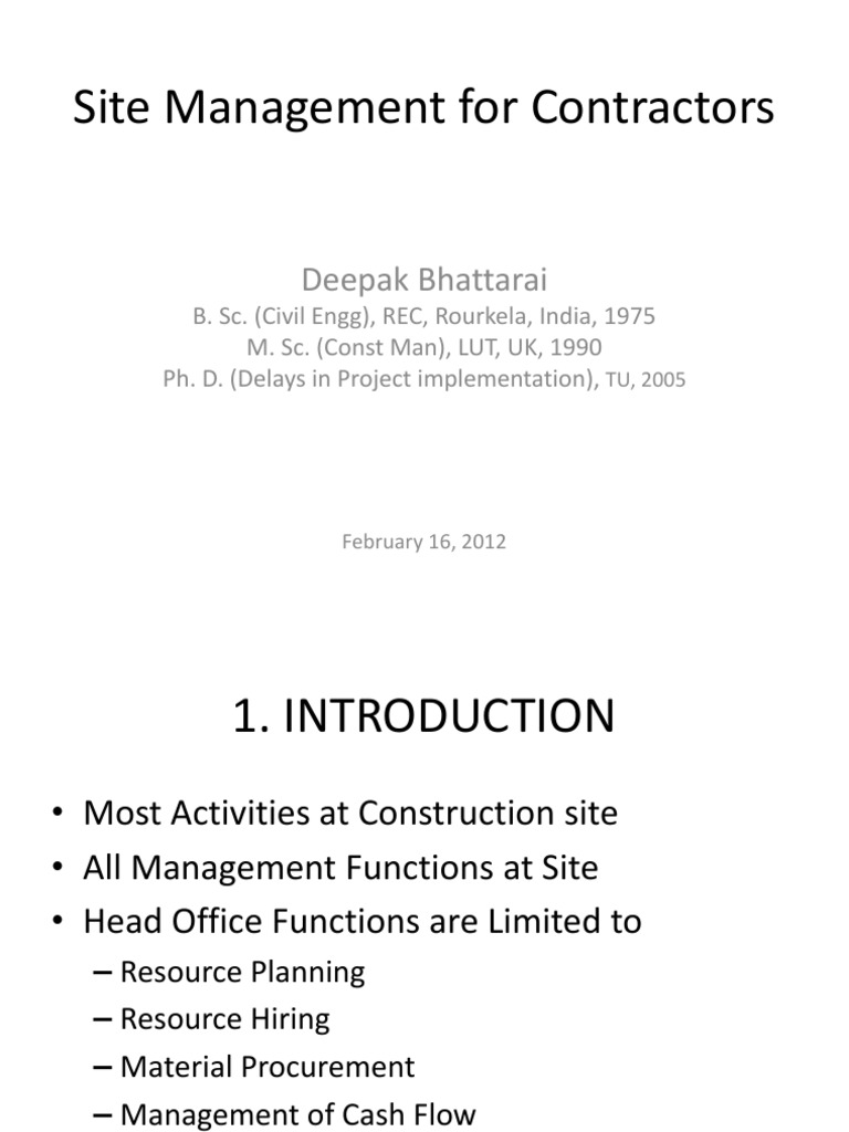 Effective Site Management for Contractors | PDF | General Contractor ...