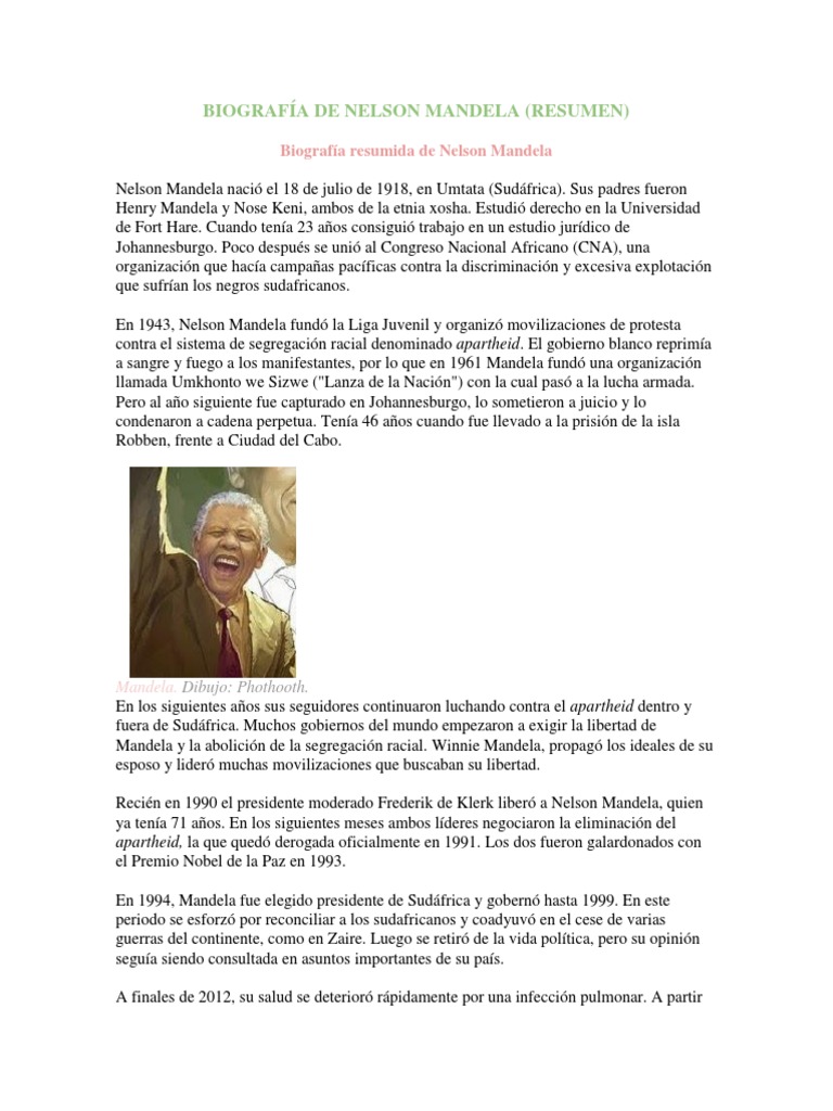 Biografía de Nelson Mandela | PDF | Nelson Mandela | Napoleón