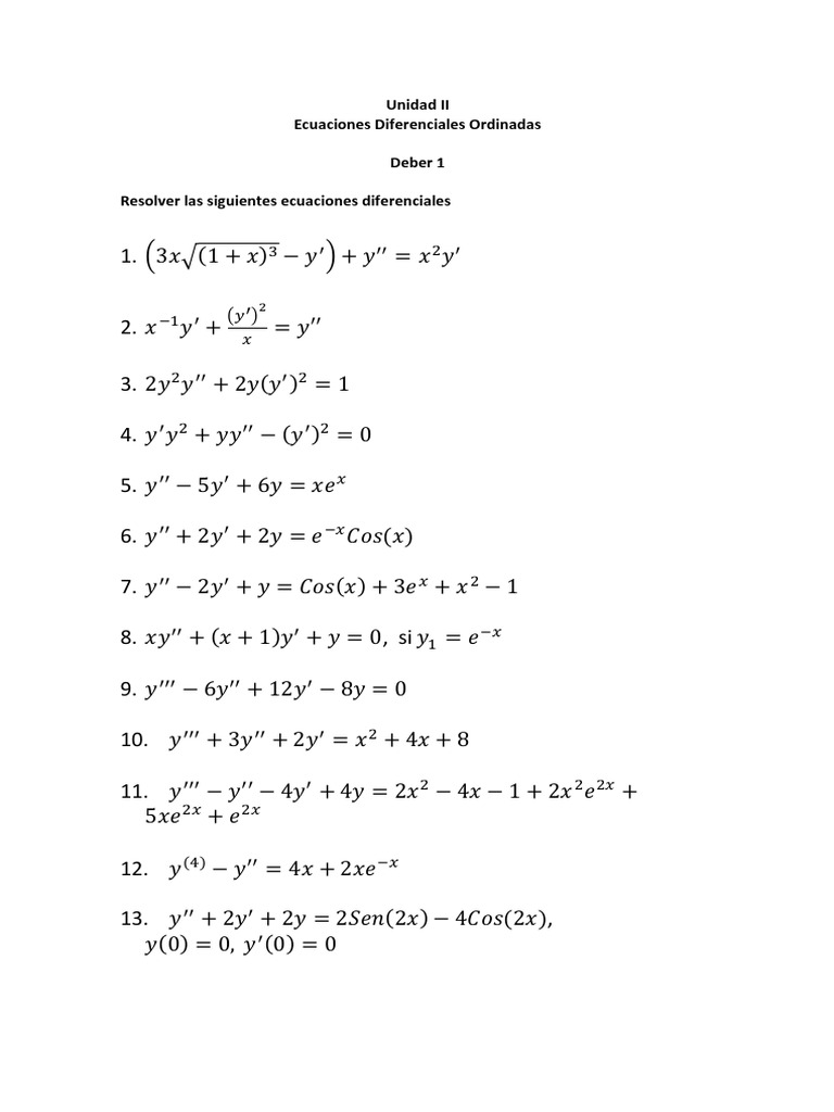 Deber 1 - Unidad II - EDO PDF | PDF