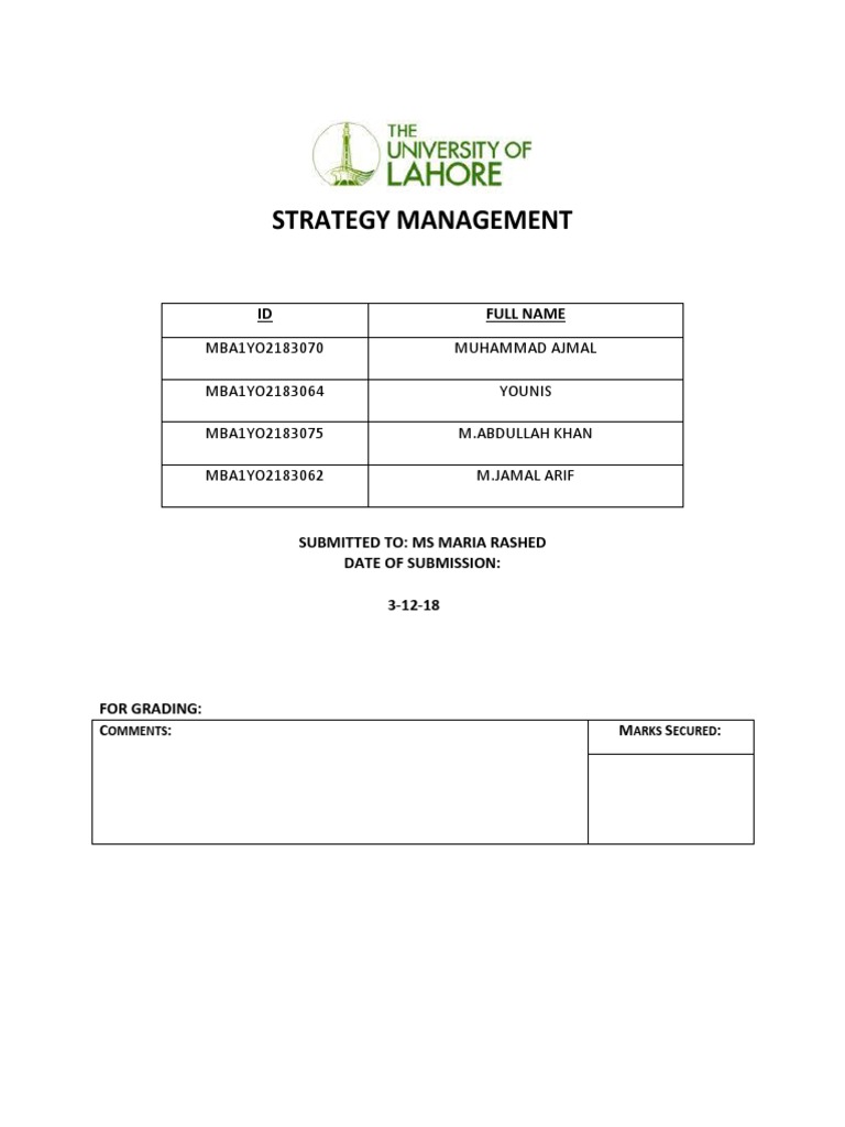 Strategy Management Final Project | PDF