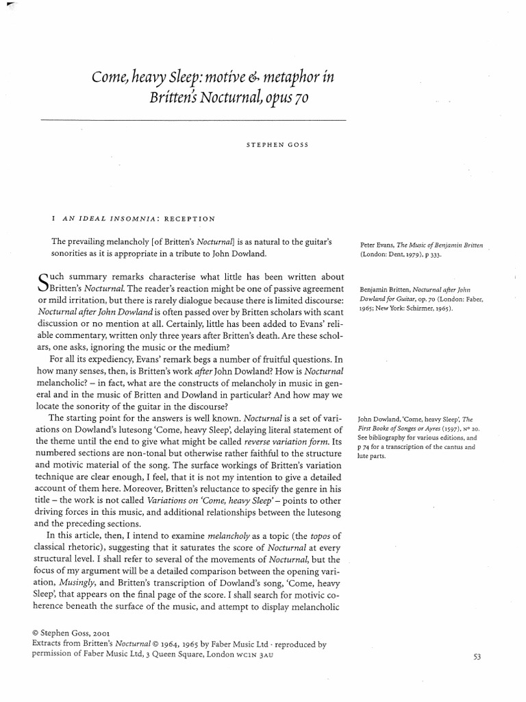 Britten's Nocturnal Article PDF | PDF