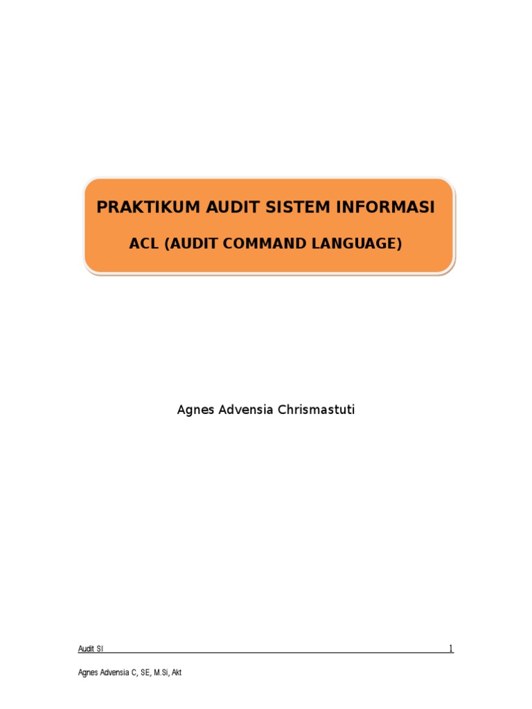 Praktikum Audit Sistem Informasi: Acl (Audit Command Language) | PDF ...
